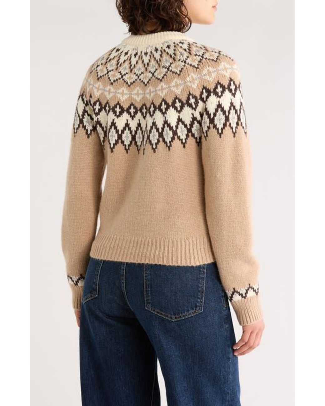 Marine Layer Fiorella Fair Isle Cardigan in Natural | Lyst