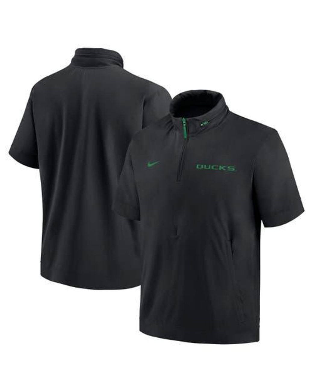 Nike Oregon Ducks 2024 Sideline Coach Short Sleeve Half-Zip Hoodie ...