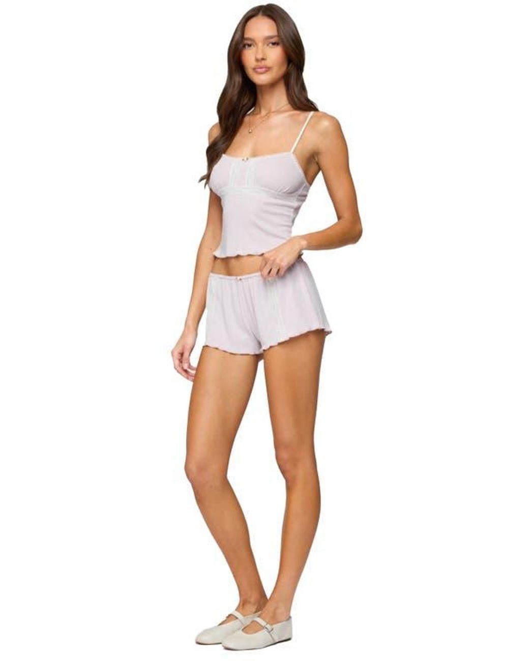 Edikted Sephi Pointelle Shorts in White | Lyst