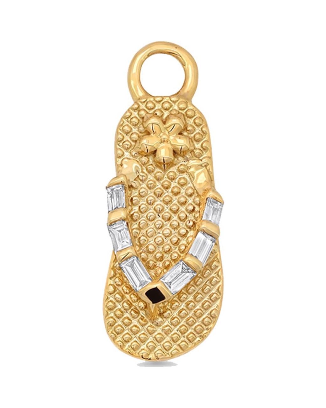 Sara Weinstock Papua Diamond Flip Flop Charm in Metallic | Lyst