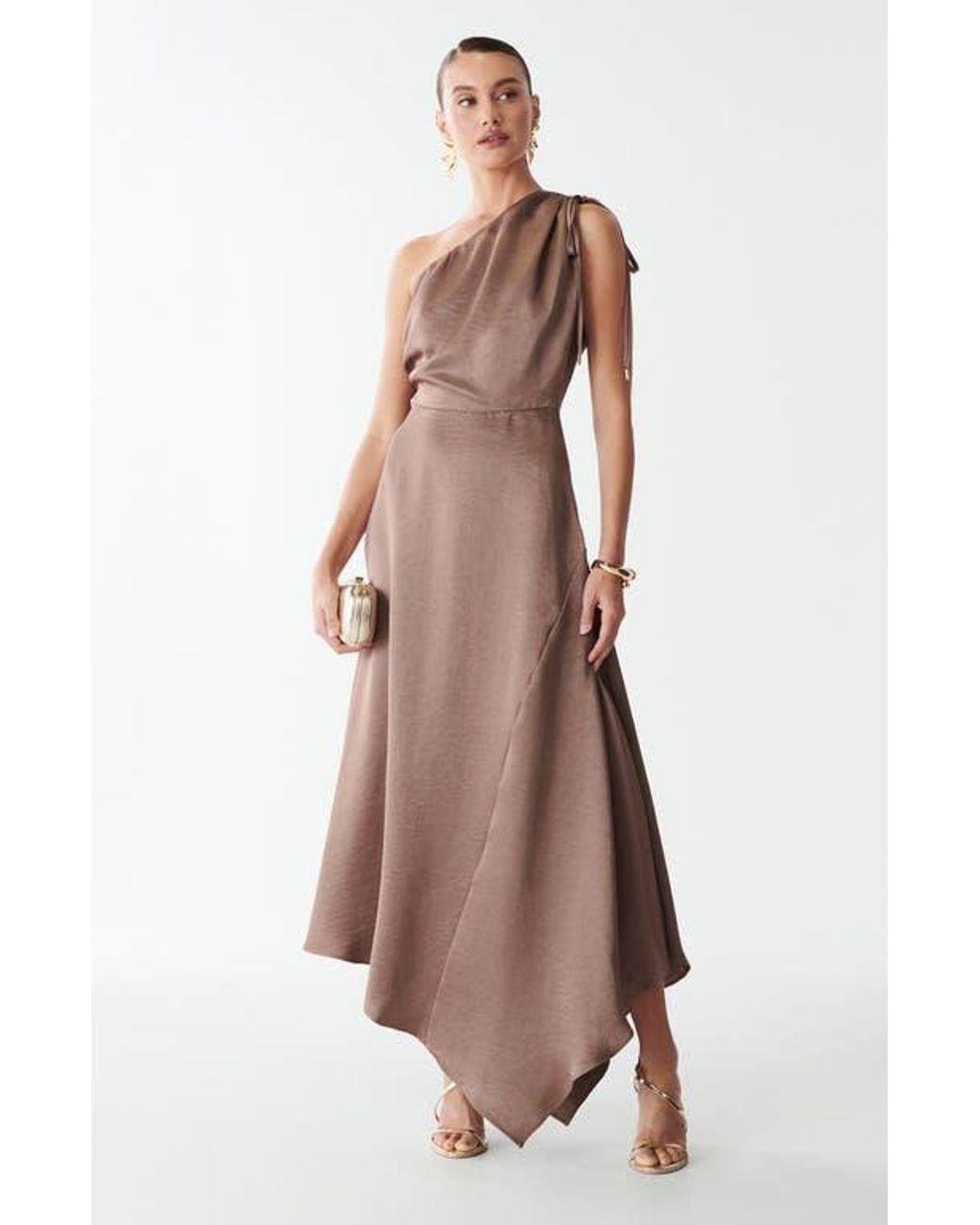 Savel Eleanor Midi Dress in Brown | Lyst