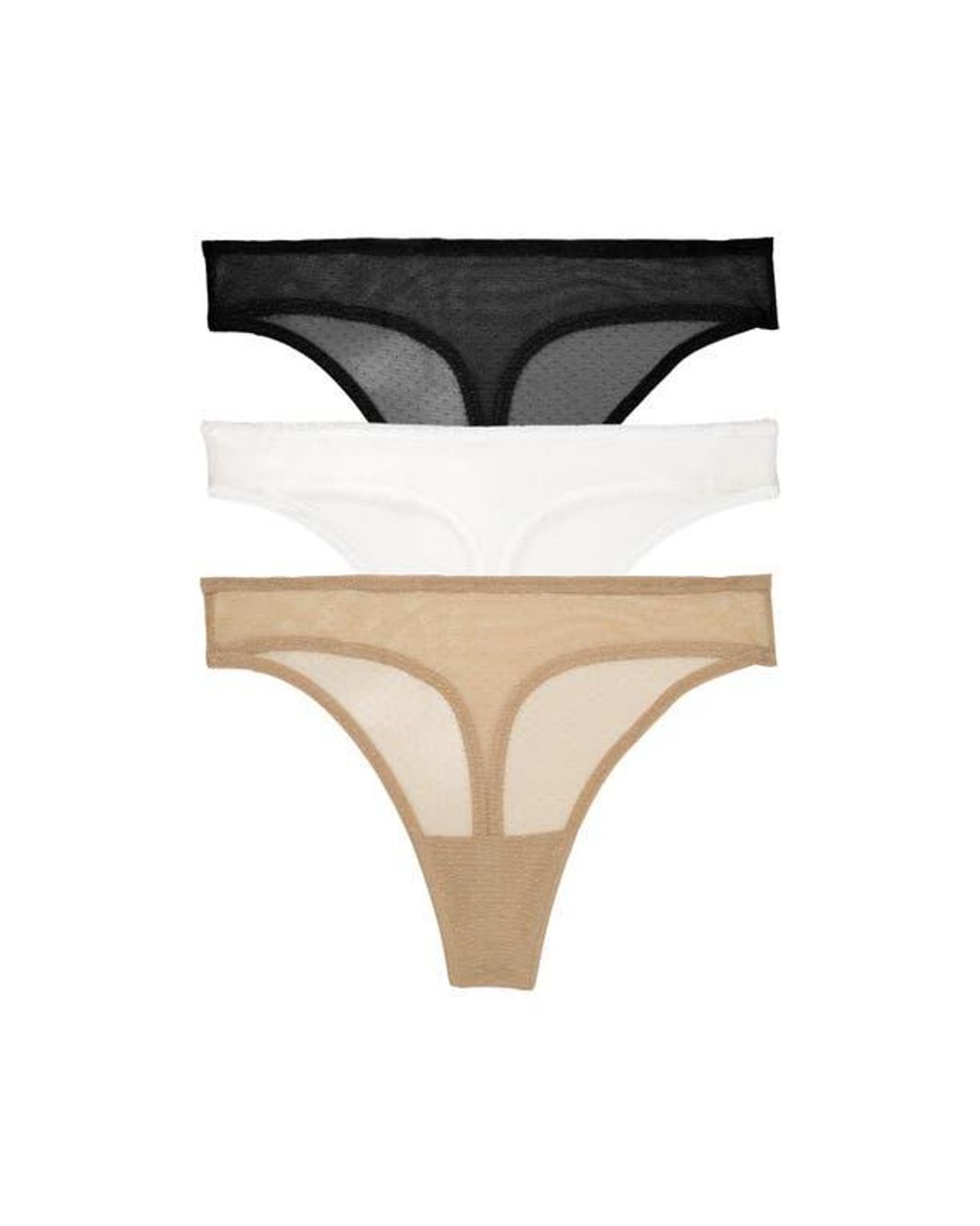 Skarlett Blue Jolie Sheer Lace Thong 3-Pack in Black | Lyst