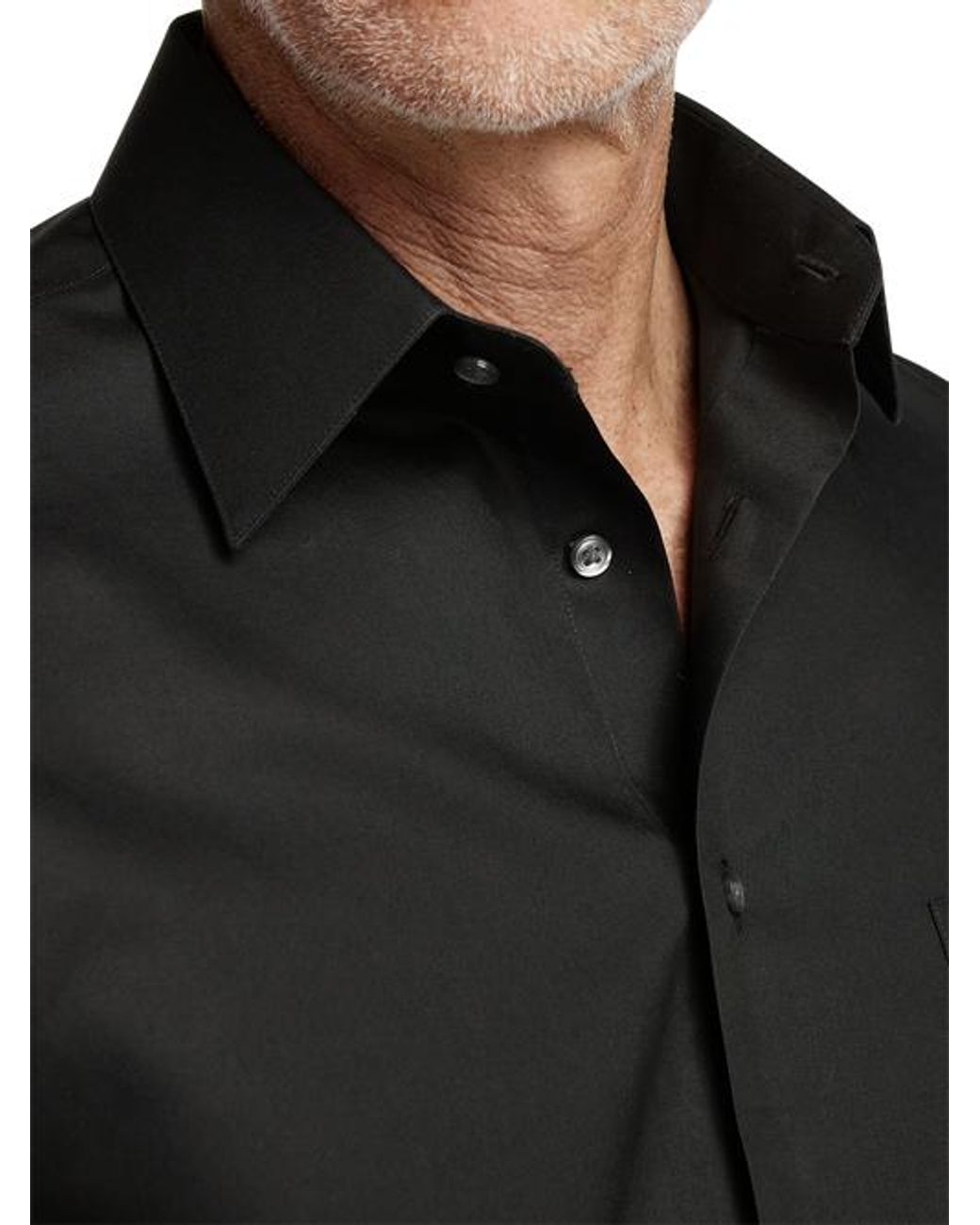 Paul Fredrick Non-Iron Cotton Pinpoint Solid Point Collar Dress Shirt ...