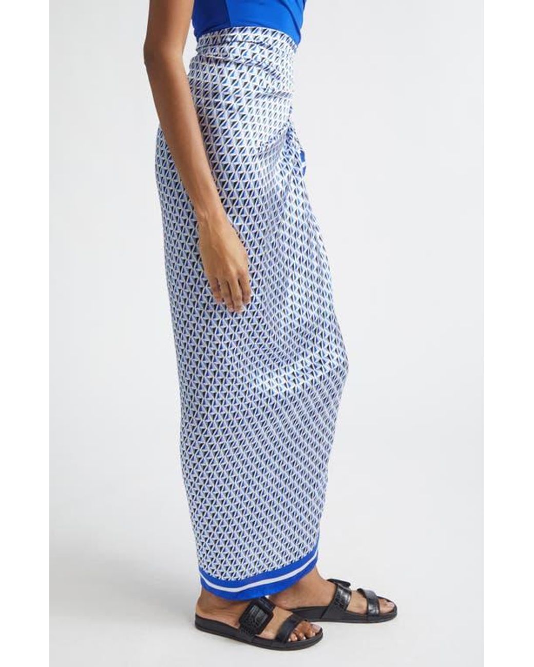 Max Mara Beachwear Foam Geo Print Silk Scarf in Blue | Lyst