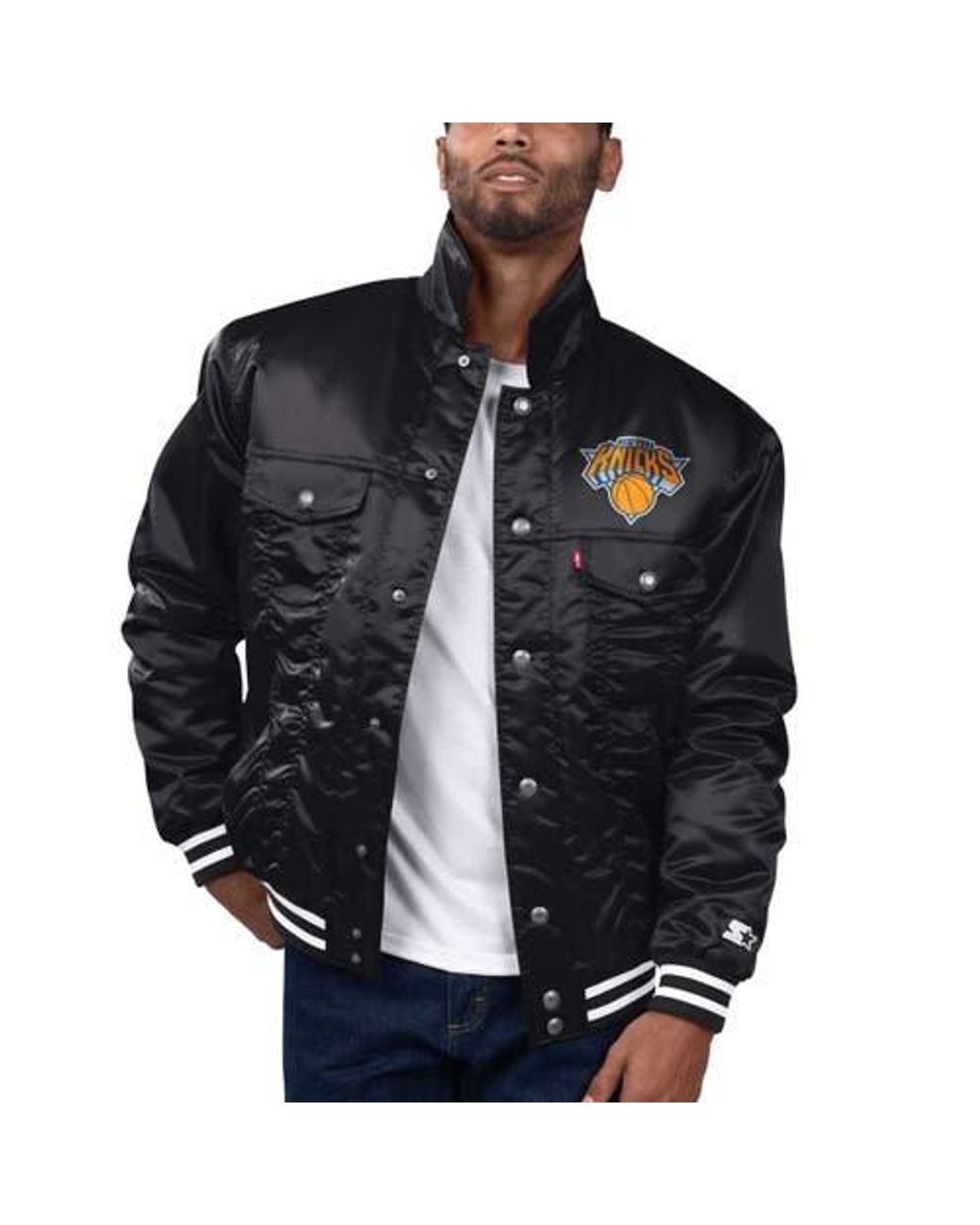 Starter X Levi'S New York Knicks Label Trucker Satin Full-Snap Jacket ...