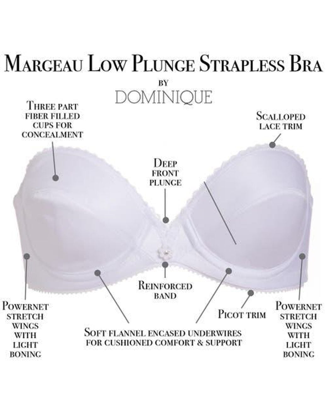 Dominique Intimates Margeau Low Plunge Strapless Bra in White | Lyst