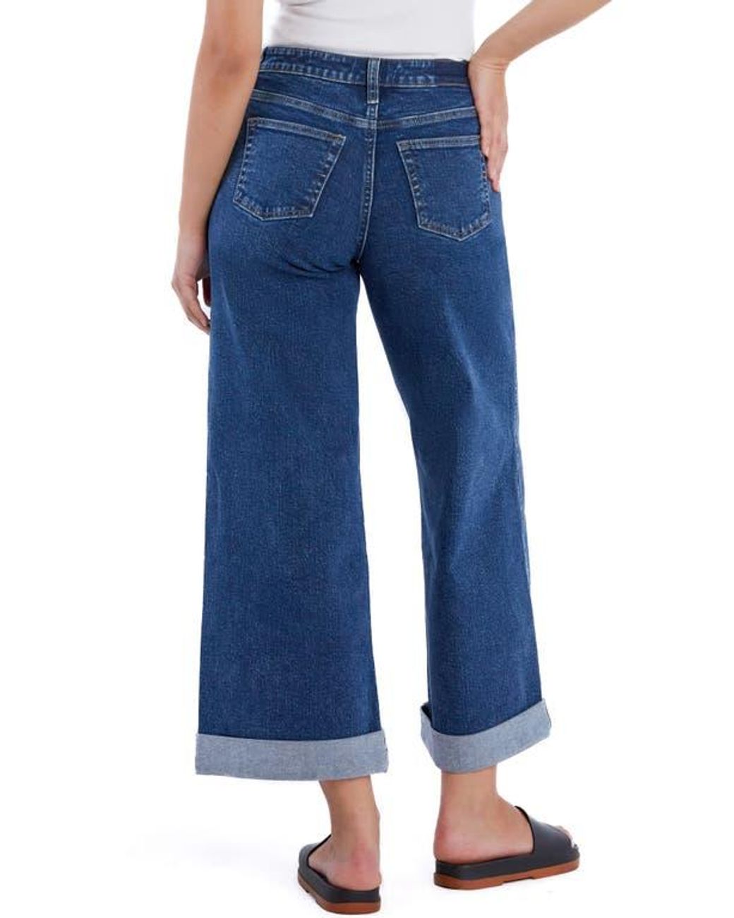 HINT OF BLU Luna High Waist Wide Leg Jeans in Blue | Lyst