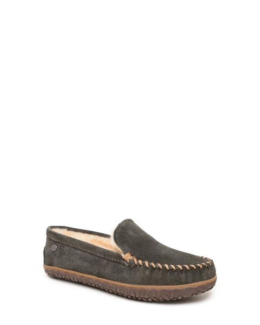 Minnetonka Terese Genuine Shearling Loafer in Gray | Lyst