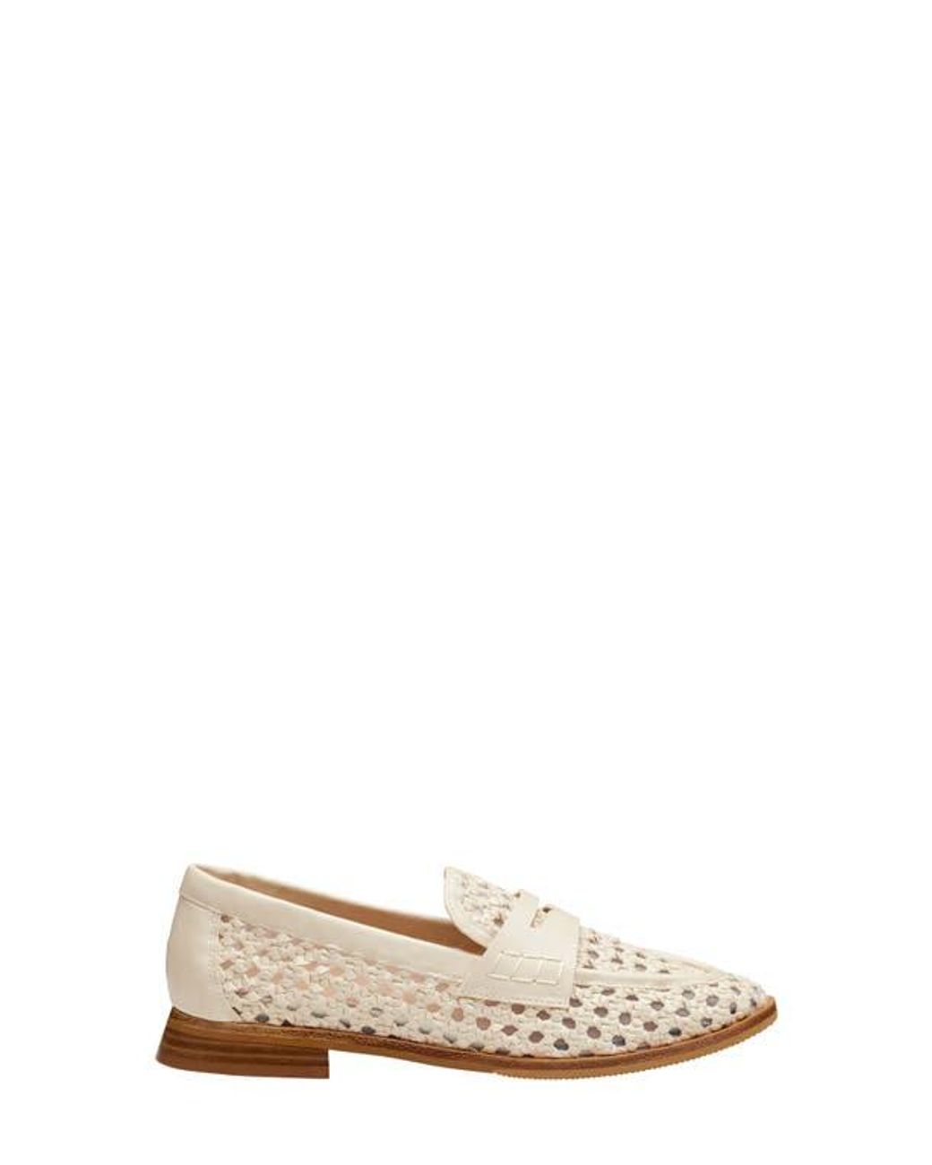 Johnston & Murphy Gillian Woven Penny Loafer in White | Lyst