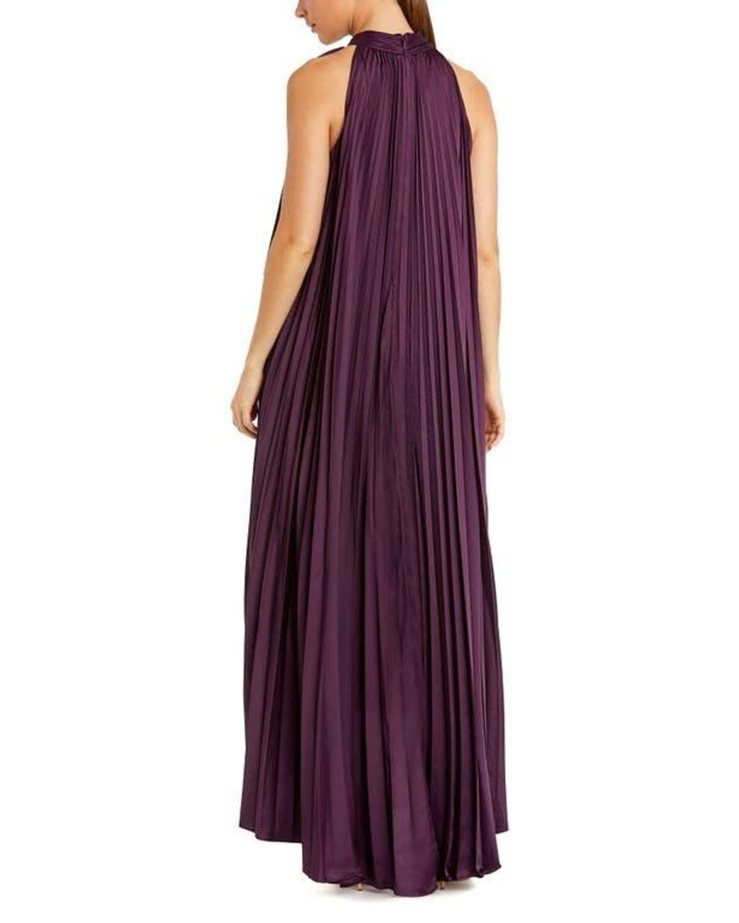 Mac Duggal Pleated Halter Neck High Low Gown in Purple | Lyst