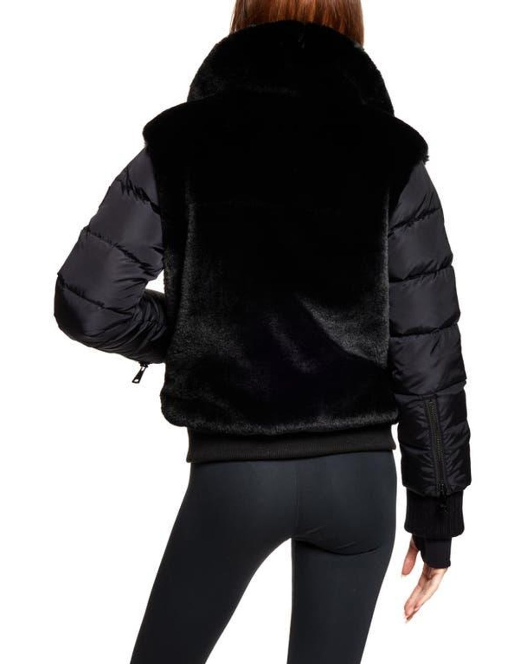 Sam. Carlie Faux Fur Quilted Down Puffer Jacket in Black | Lyst