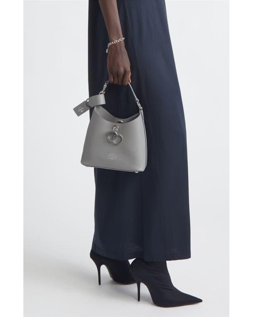 Balenciaga Small Carrie Grained Leather Hobo Bag in Gray | Lyst