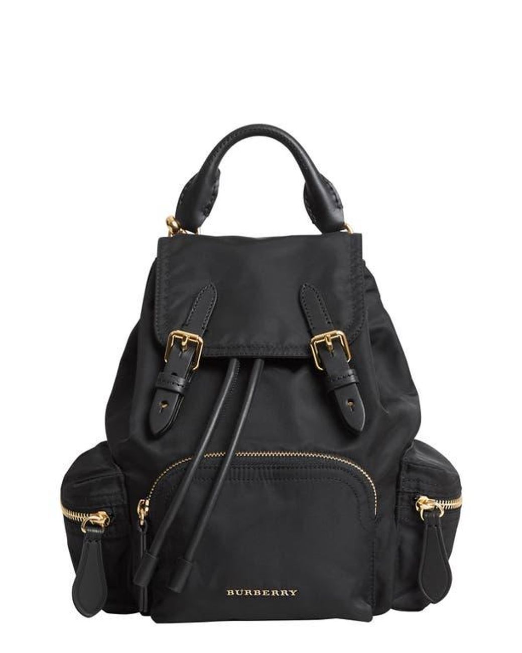 Burberry Small Rucksack Technical Nylon & Leather Backpack in Black | Lyst