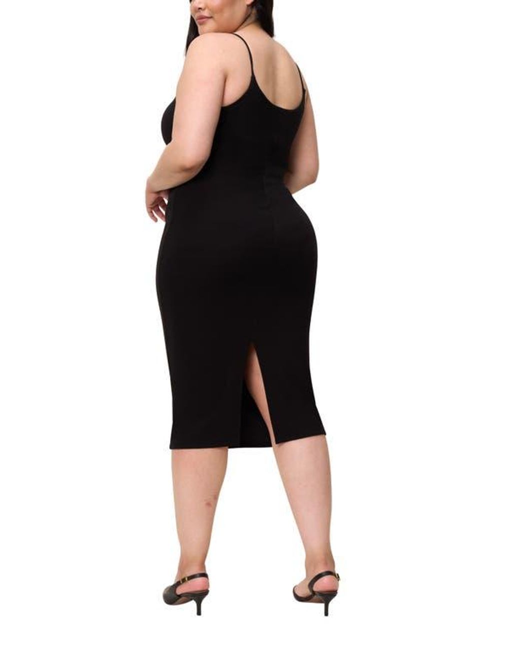 The Standard Stitch The Spaghetti Strap Midi Dress in Black | Lyst