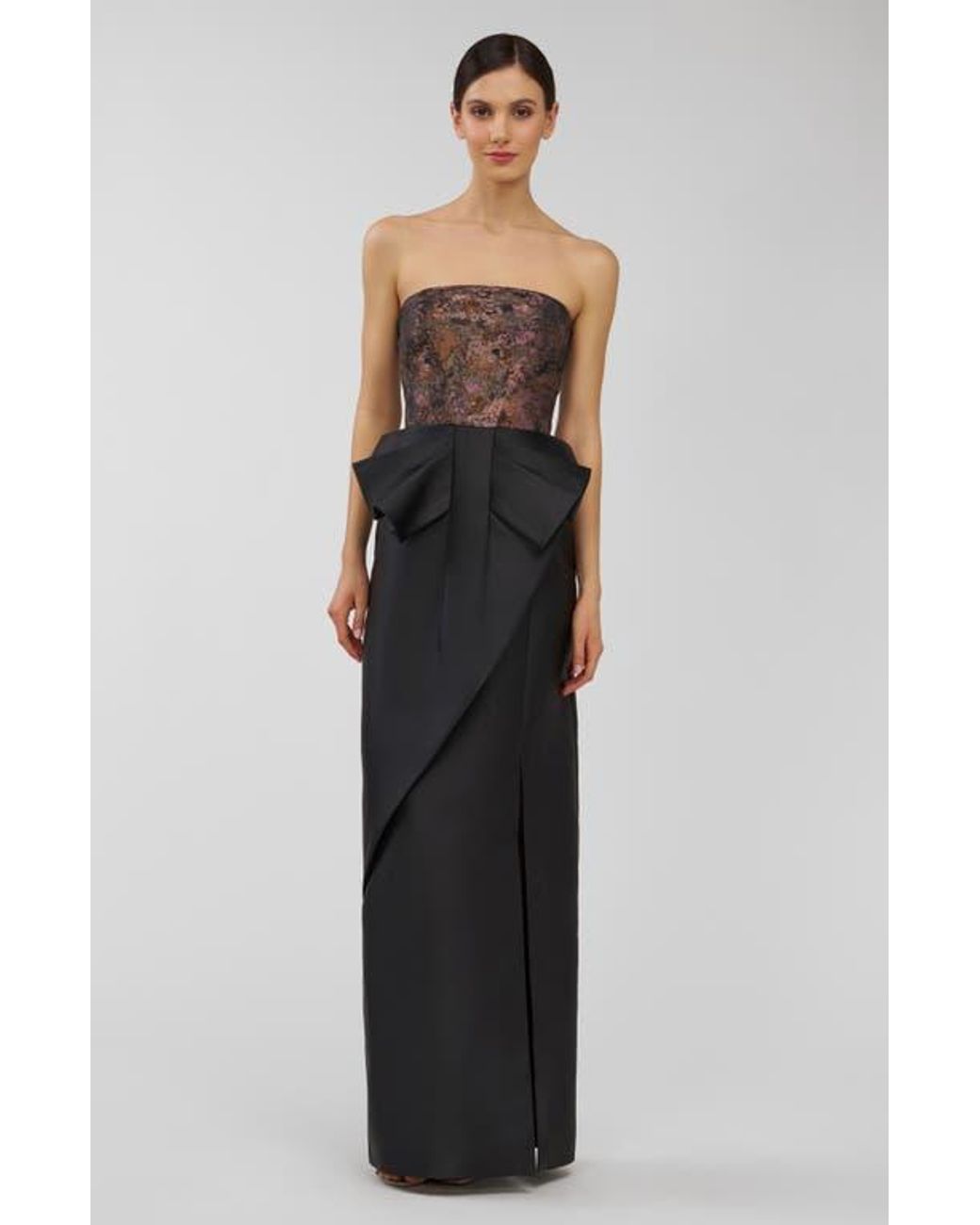 Kay Unger Vanessa Strapless Column Gown in Black | Lyst