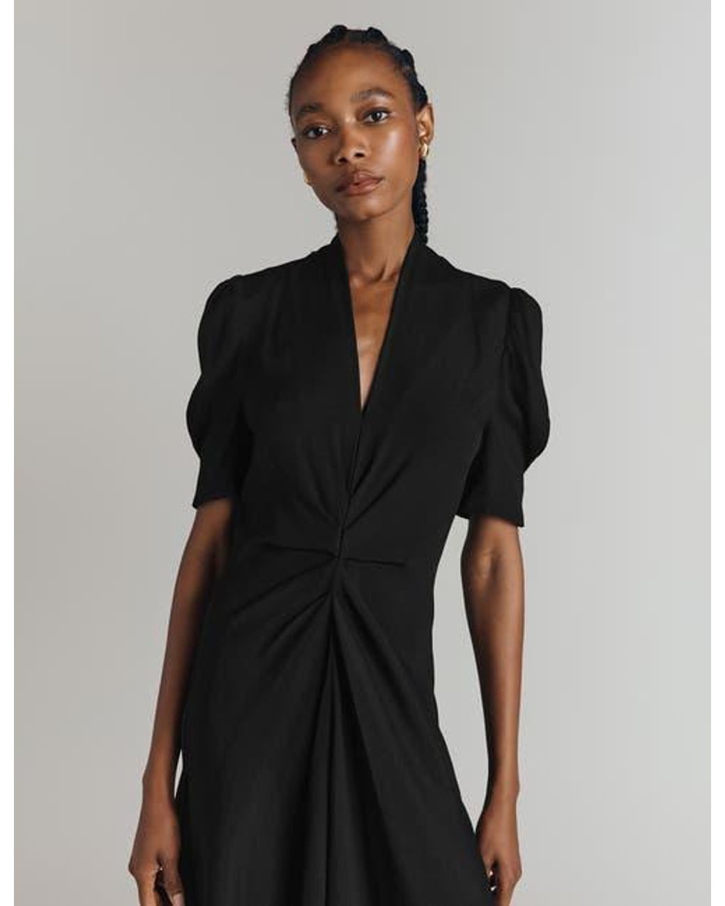 Ghost Capri Crepe Short Sleeve Midi Dress in Black | Lyst