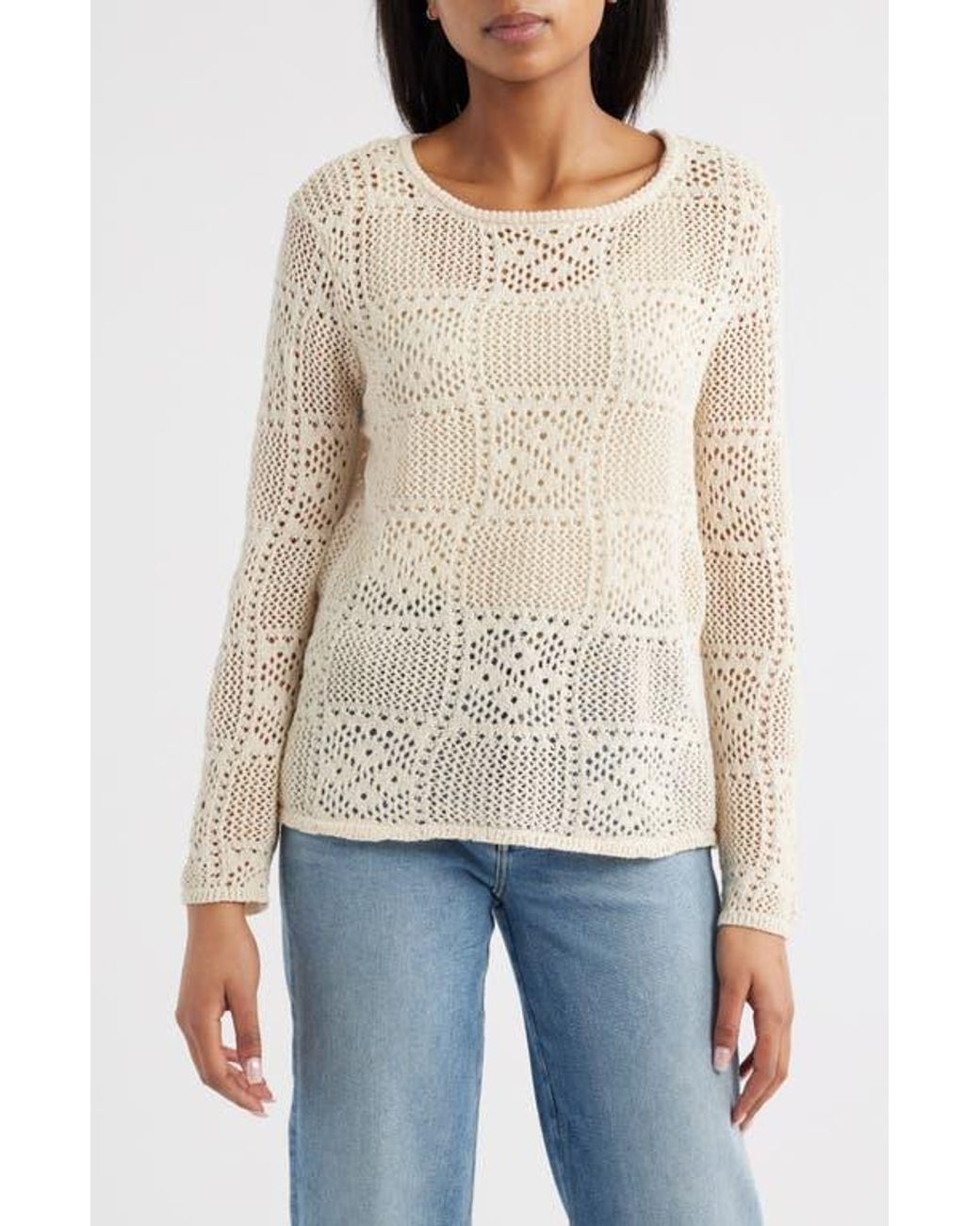 Beach Lunch Lounge Tiara Crochet Look Sweater in Natural | Lyst