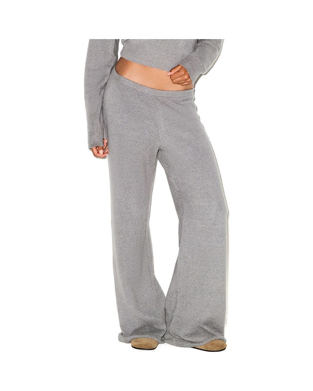 Skims Relaxed Knit Pants in Gray | Lyst