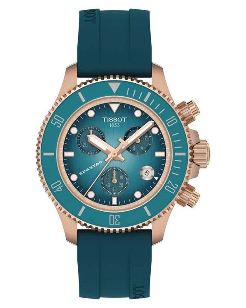 Tissot Seastar 1000 Chronograph Silicone Strap Watch, 38Mm in Blue | Lyst