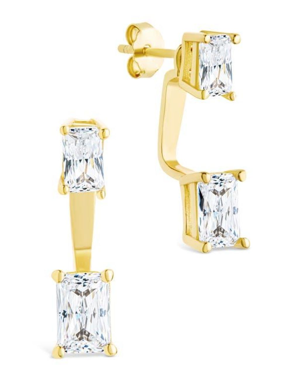 Sterling Forever Cubic Zirconia Front/Back Drop Earrings in Metallic | Lyst