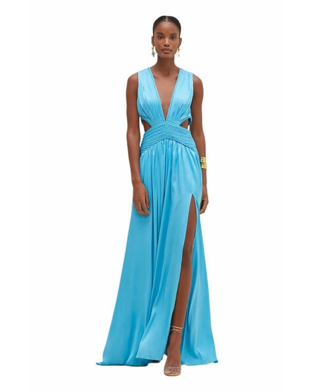 PATBO Satin Sunset Cut Out Gown in Blue | Lyst