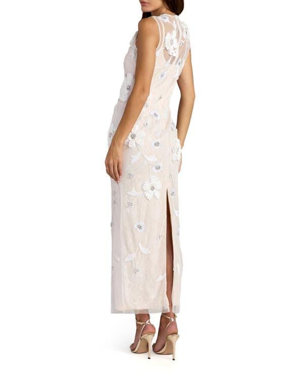 Mac Duggal Sleeveless Embellished Lace Column Dress in White | Lyst