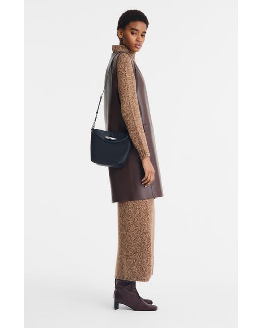 Longchamp Extra Small Le Roseau Leather Bucket Bag in Black | Lyst