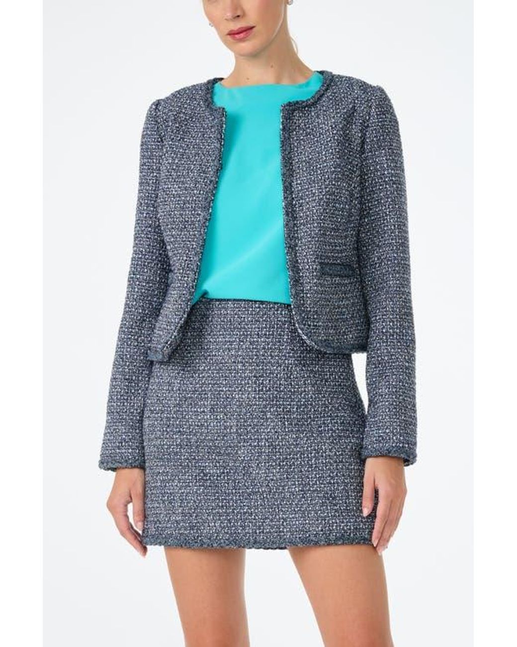 Trina Turk Kiui Tweed Blazer in Blue | Lyst