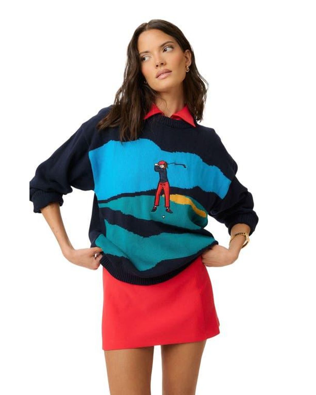 Goldie Byrd Golf Scene Sweater in Blue | Lyst