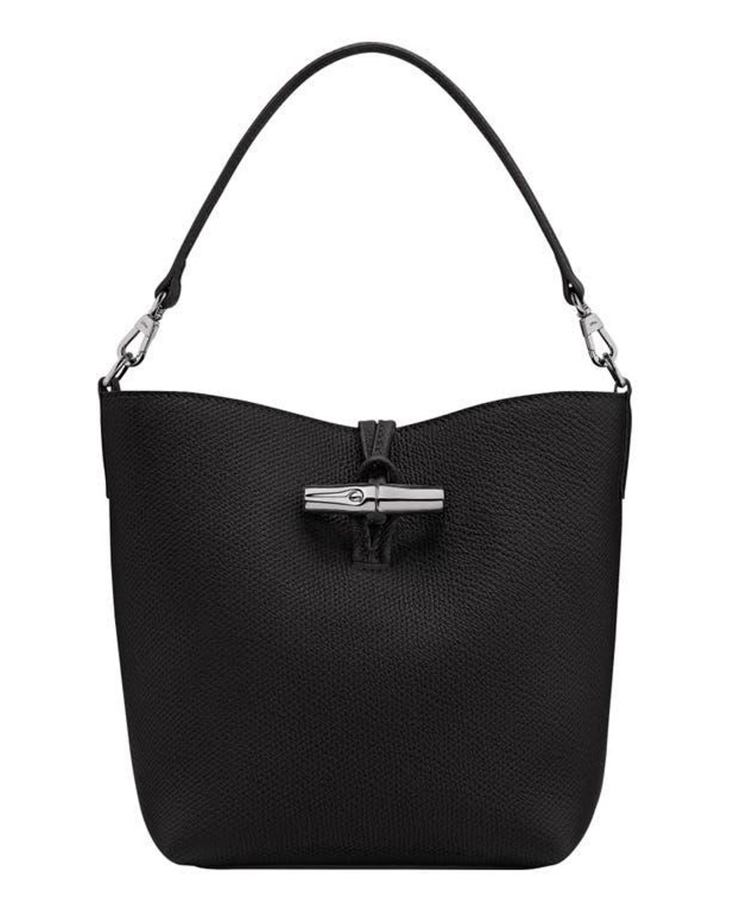 Longchamp Extra Small Le Roseau Leather Bucket Bag in Black | Lyst