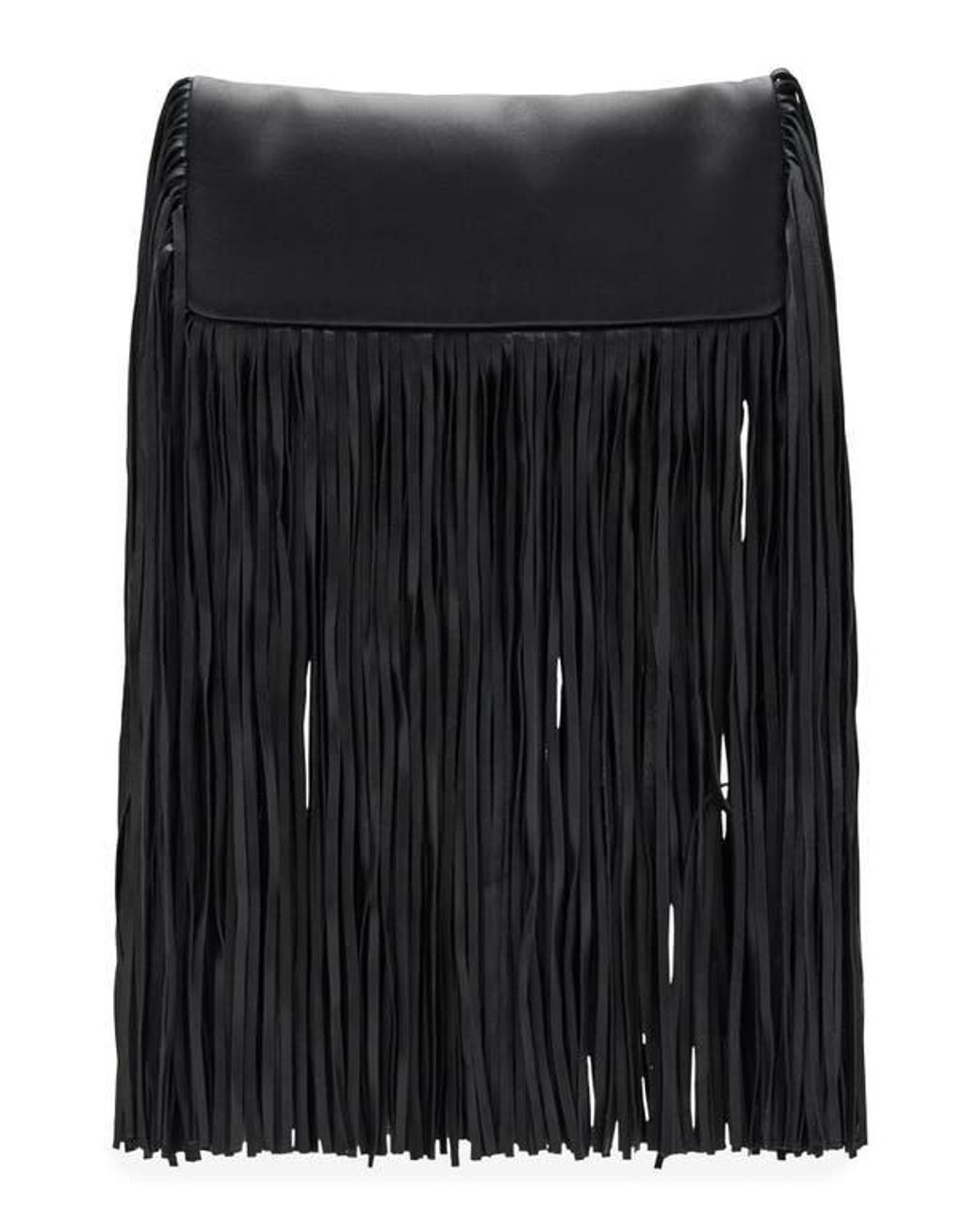 Mango Fringe Leather Clutch in Black | Lyst