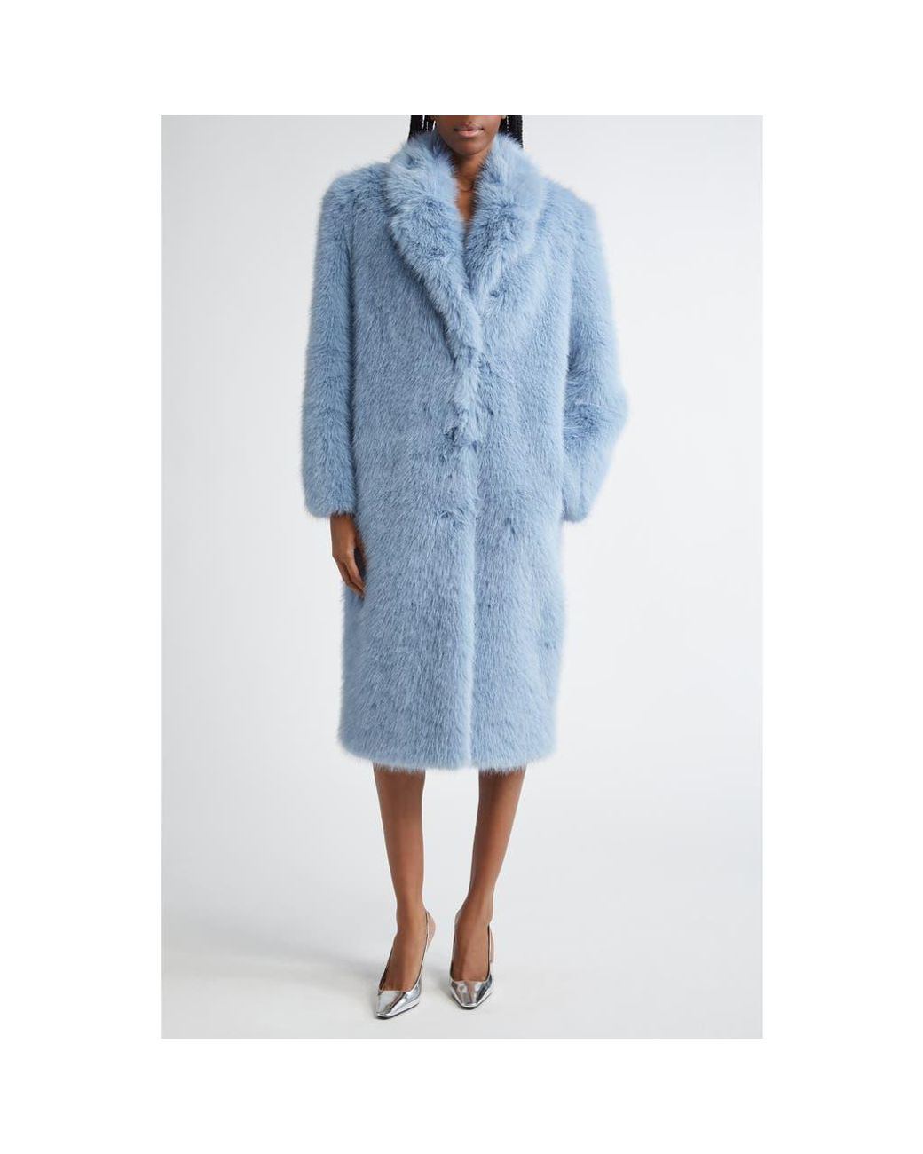Stand Studio Mckenna Faux Fur Coat in Blue | Lyst