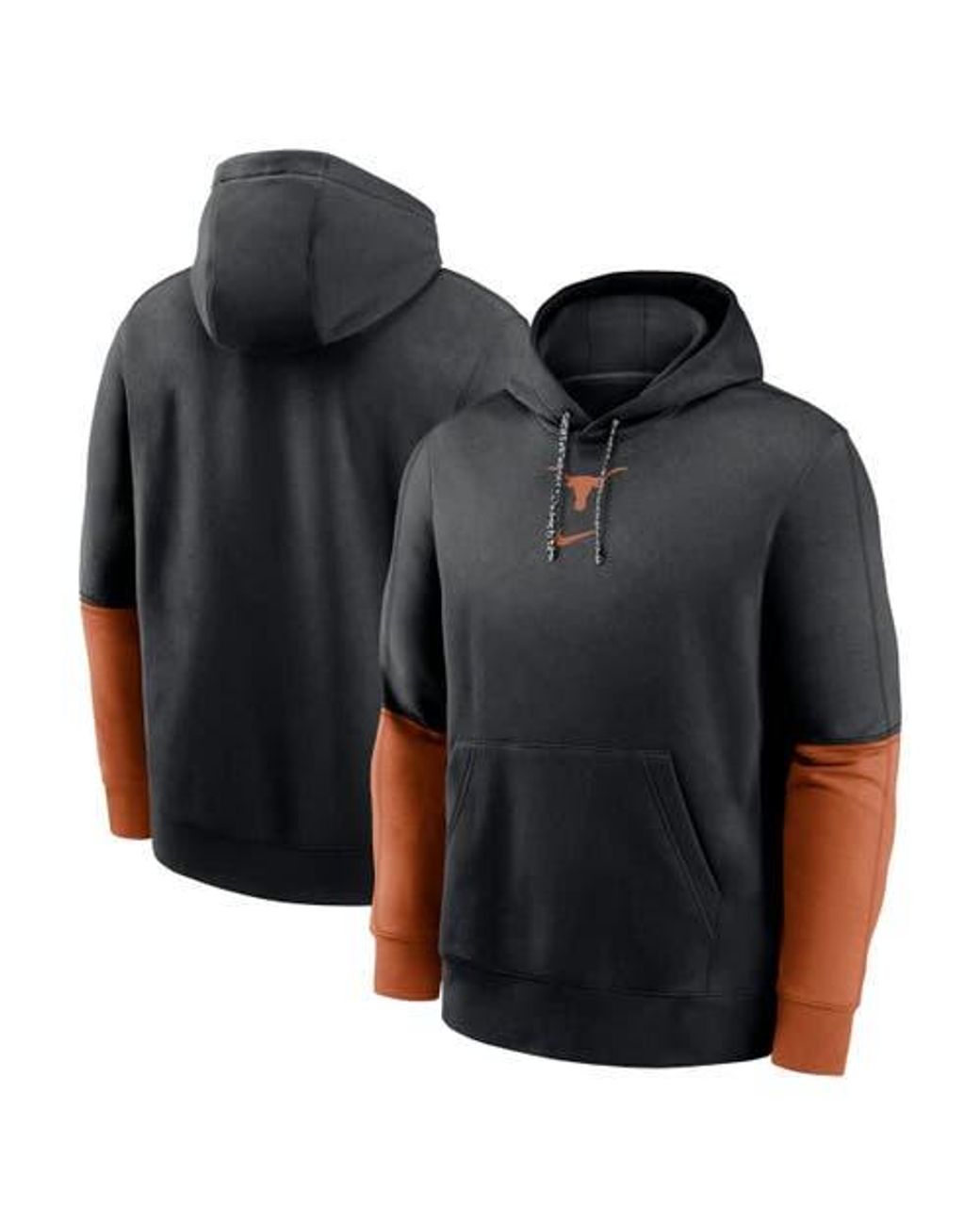 Nike Burnt Texas Longhorns 2024 Sideline Club Pullover Hoodie in Black ...