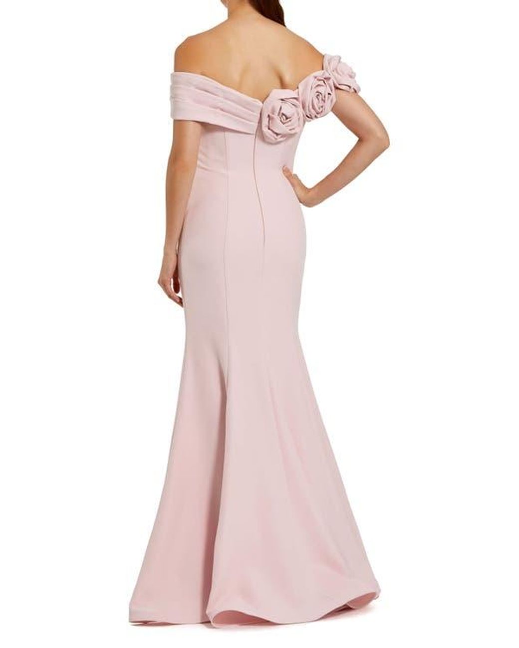 Mac Duggal Off The Shoulder Crepe Mermaid Gown in Pink | Lyst