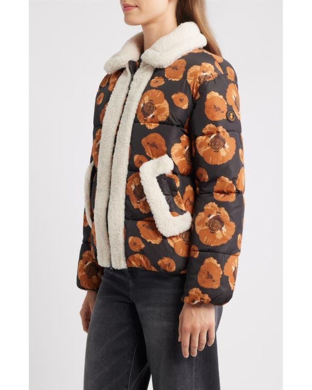 Save The Duck Sugar Water Resistant Floral Puffer Jacket With High Pile ...