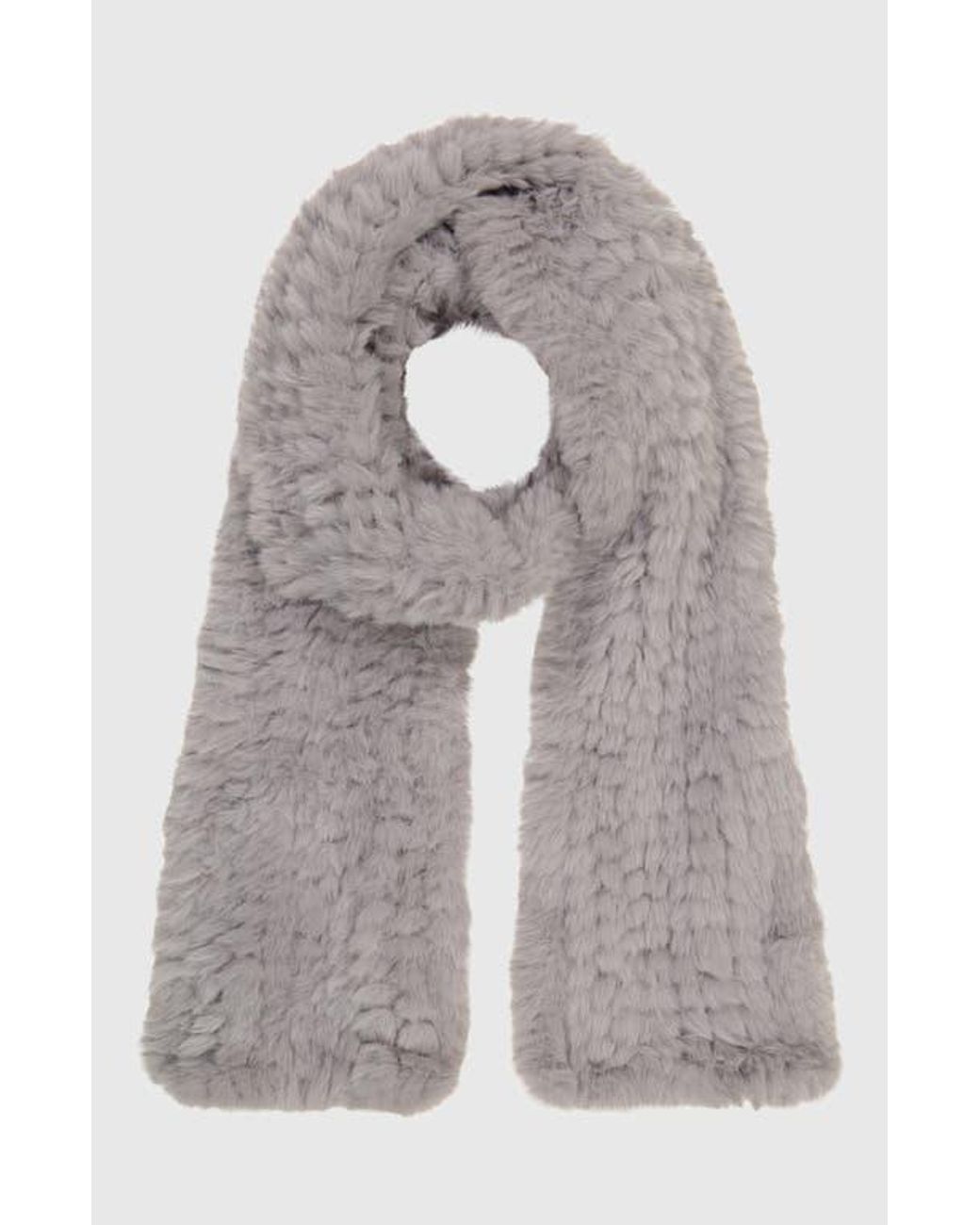 Lyla Grant Fur-Free Rex Rabbit (Faux Fur) Knit Scarf in Gray | Lyst