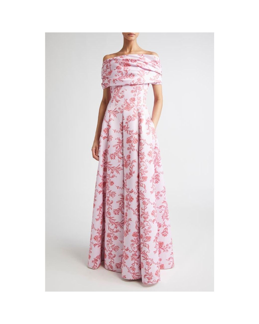 Emilia Wickstead Auclair Off The Shoulder Damask Taffeta Faille Gown in ...