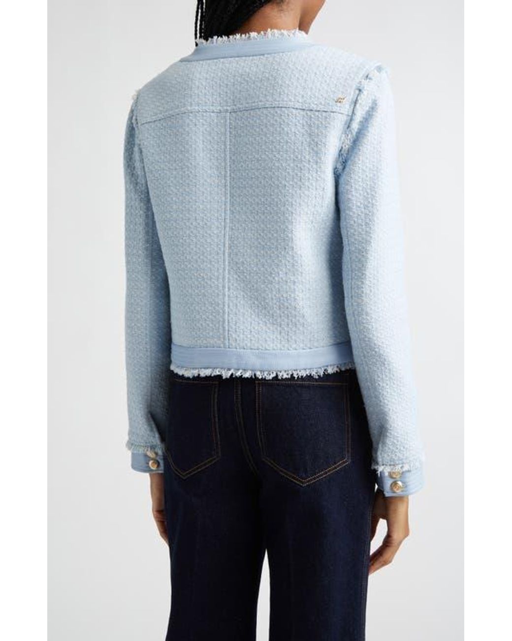 Cinq À Sept Deva Cotton Blend Birdseye Tweed Jacket in Blue | Lyst
