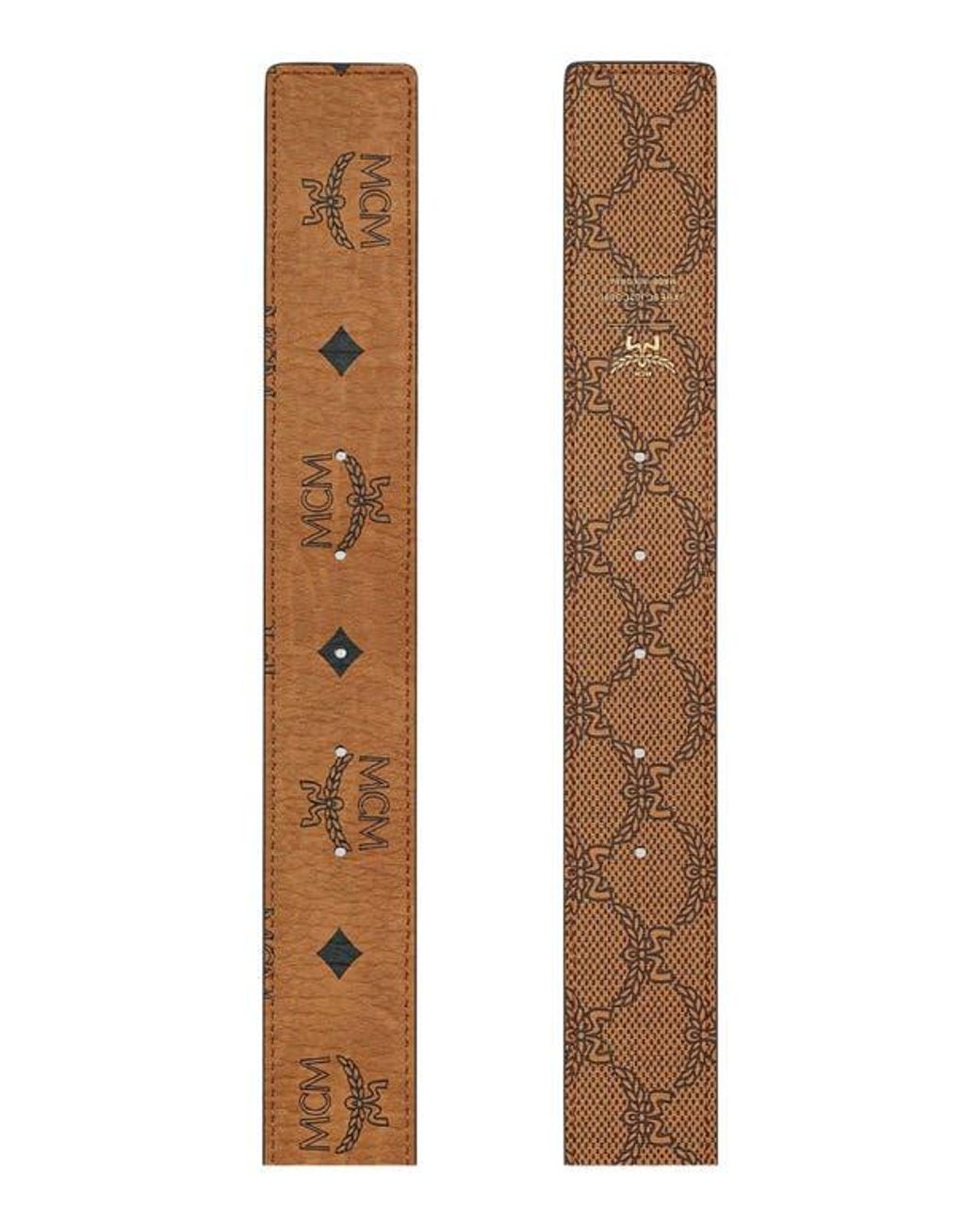 MCM Claus Reversible Monogram Belt in White for Men | Lyst