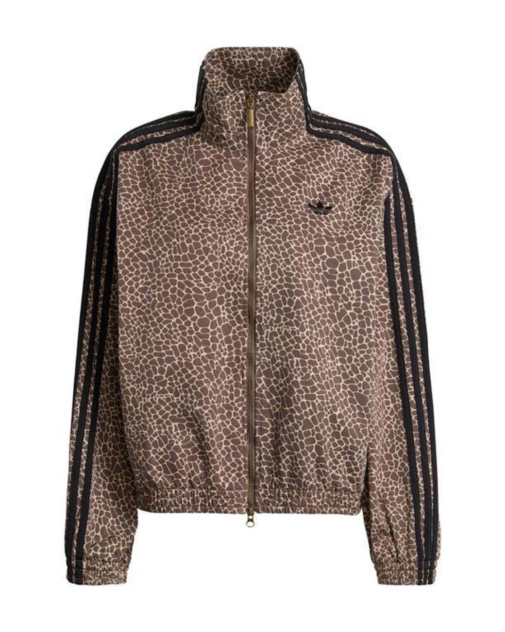 adidas Originals Firebird Animal Print Denim Track Jacket in Brown | Lyst