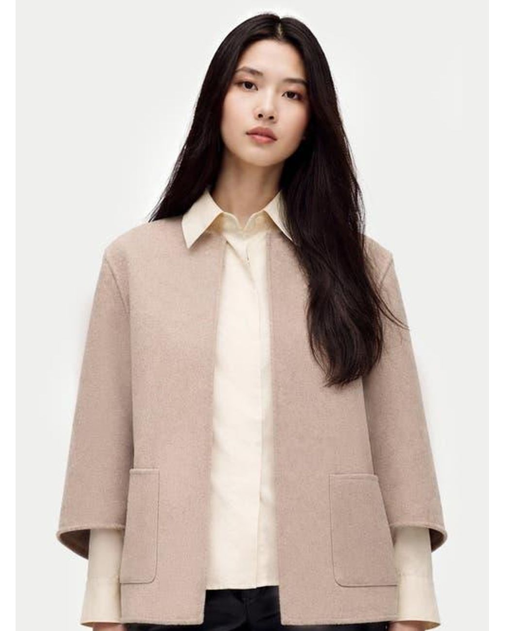 Gobi Cashmere Patch Pocket Cashmere Poncho Jacket in Natural | Lyst