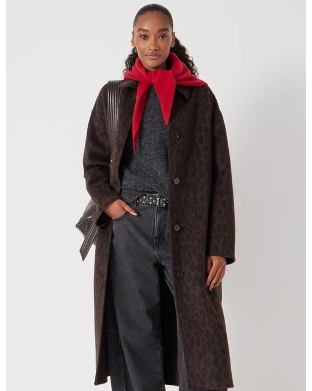 Hush Edie Pure Wool Leopard Double Faced Coat in Blue | Lyst