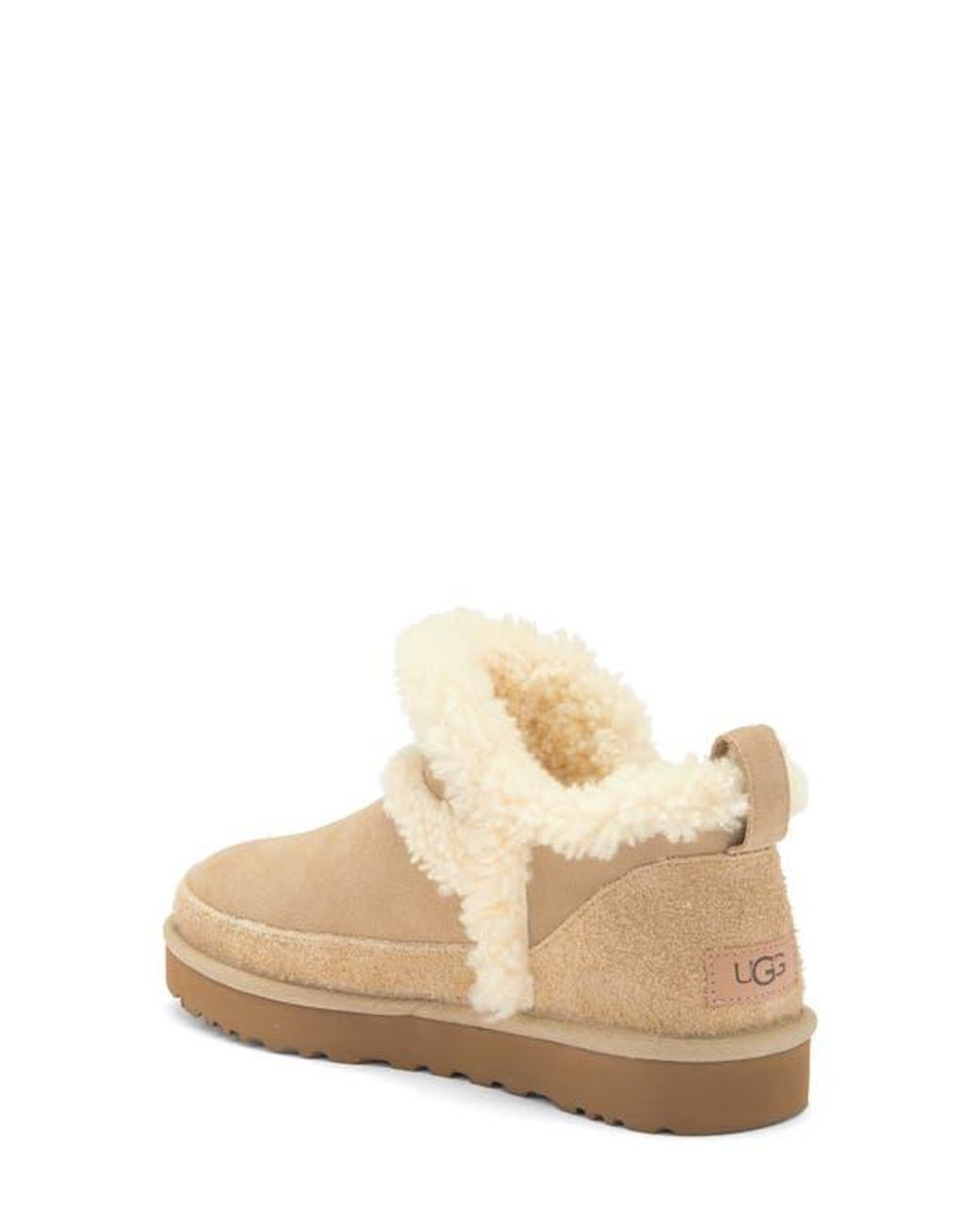 UGG Classic Ultra Mini Spillseam Genuine Shearling Bootie in Natural | Lyst