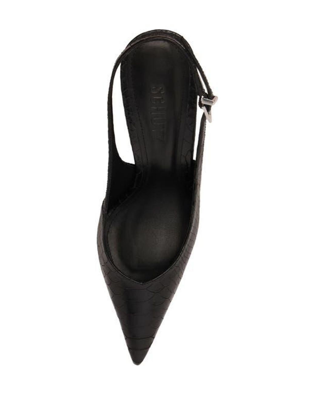 SCHUTZ SHOES Michelle Snakeskin Embossed Slingback Pump in Black | Lyst