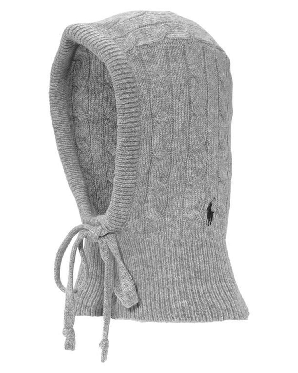 Polo Ralph Lauren Wool & Cashmere Cable Knit Hood in Gray | Lyst