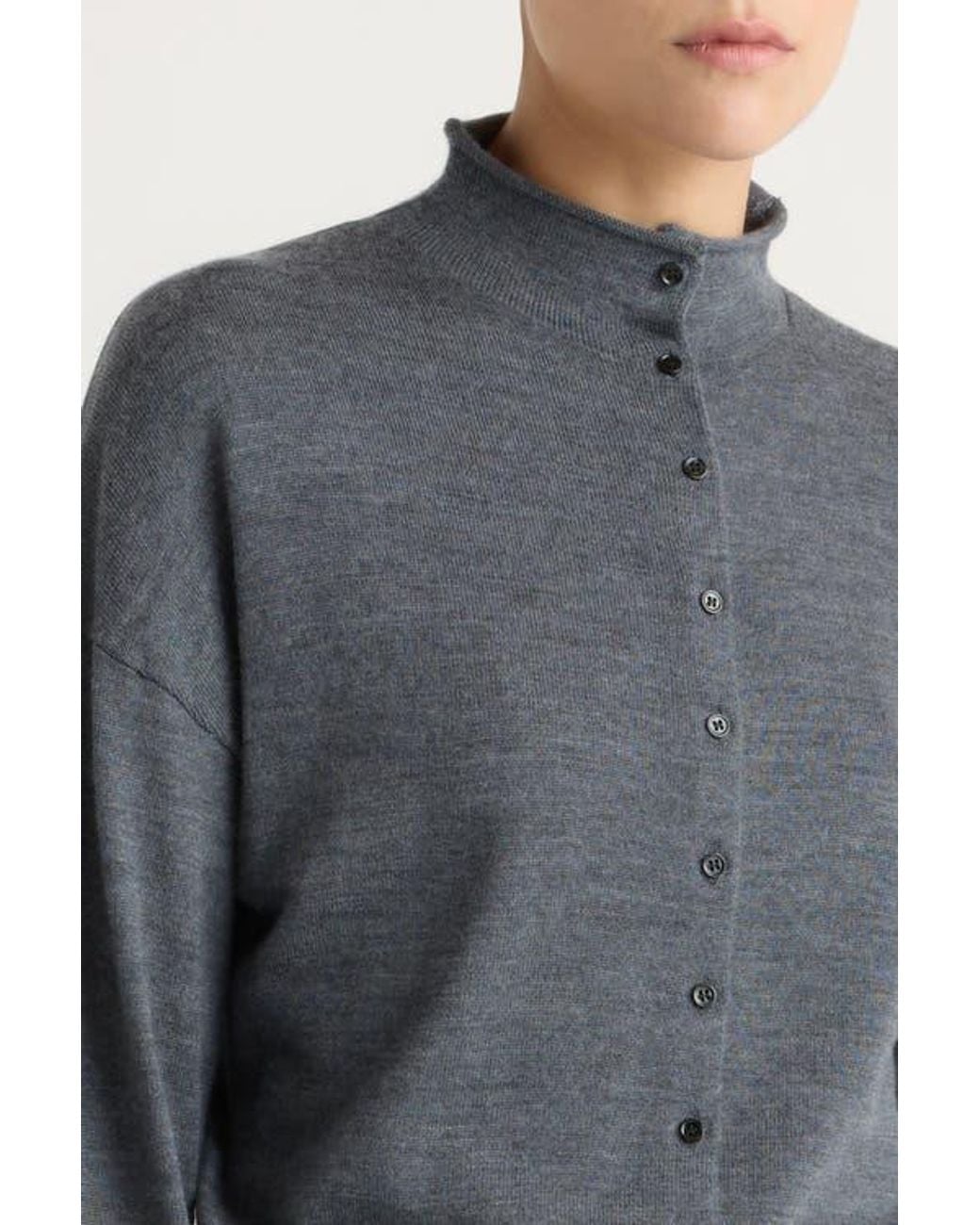 MODERN CITIZEN Charlee Lightweight Wool Button Cardigan in Blue | Lyst