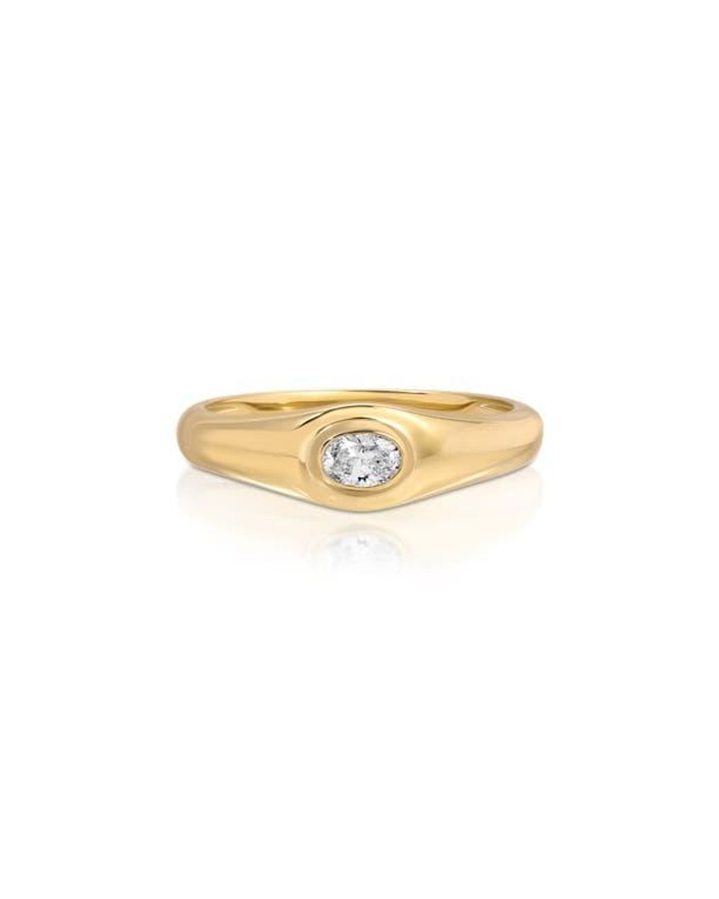 EF Collection Oval Diamond Signet Ring | Lyst