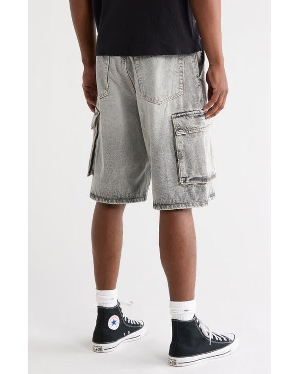 PacSun Peter Extreme Baggy Denim Cargo Shorts in Gray for Men | Lyst