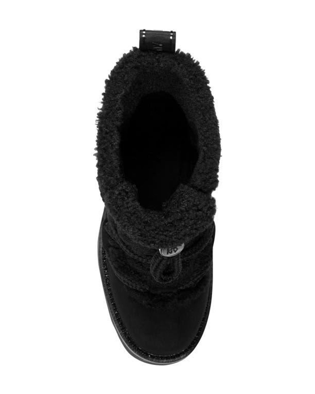 DKNY Signe Faux Shearling Lug Sole Bootie in Black | Lyst