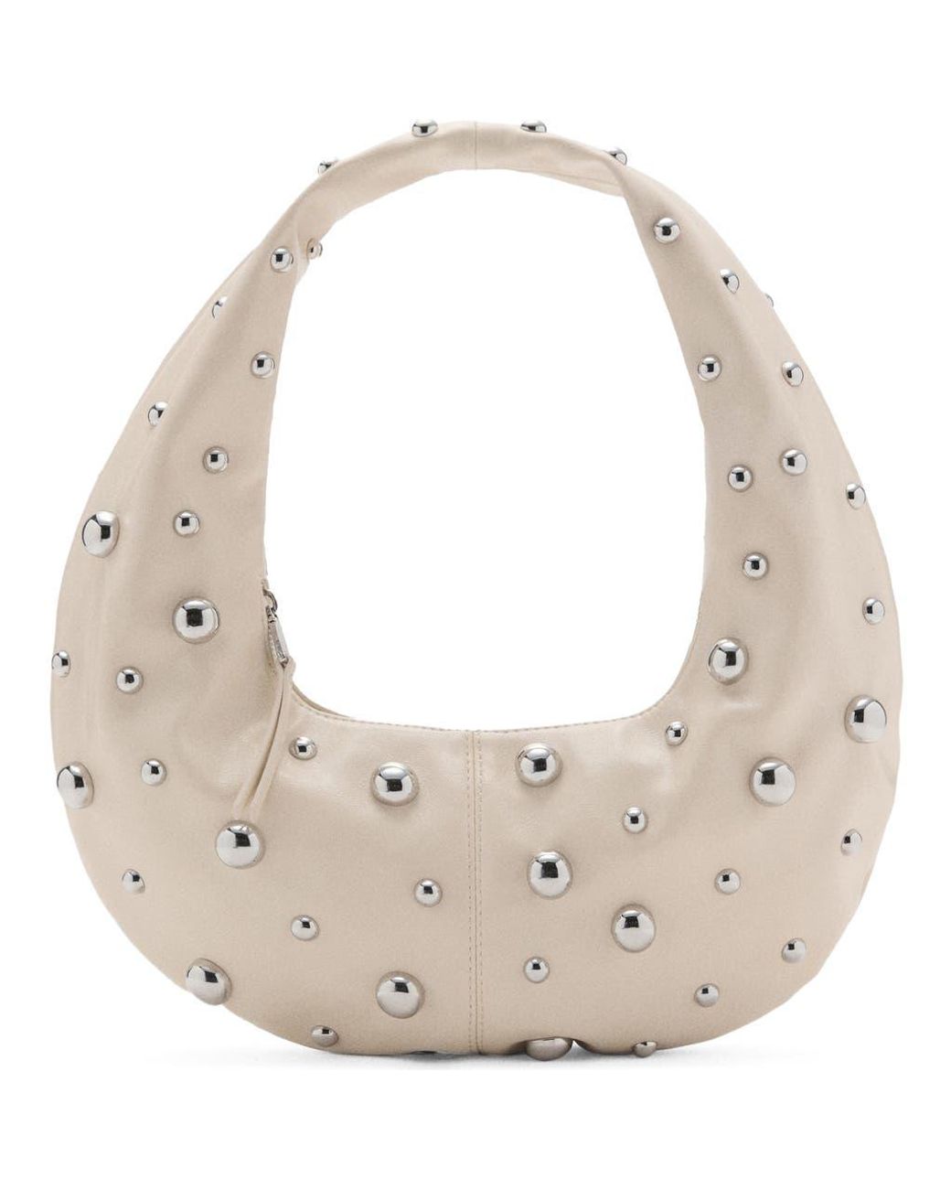 Mango Stud Detail Shoulder Bag in Natural | Lyst